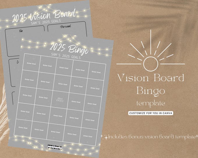 2025 Vision Board Bingo - Etsy Canada