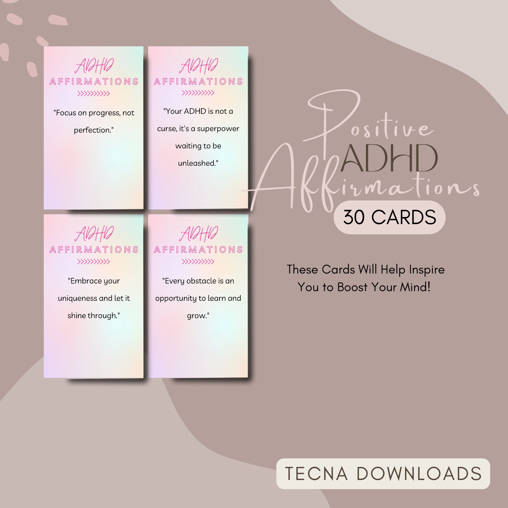 ADHD Affirmation Cards: Positive Quote Flashcards (PDF Printable) - Etsy