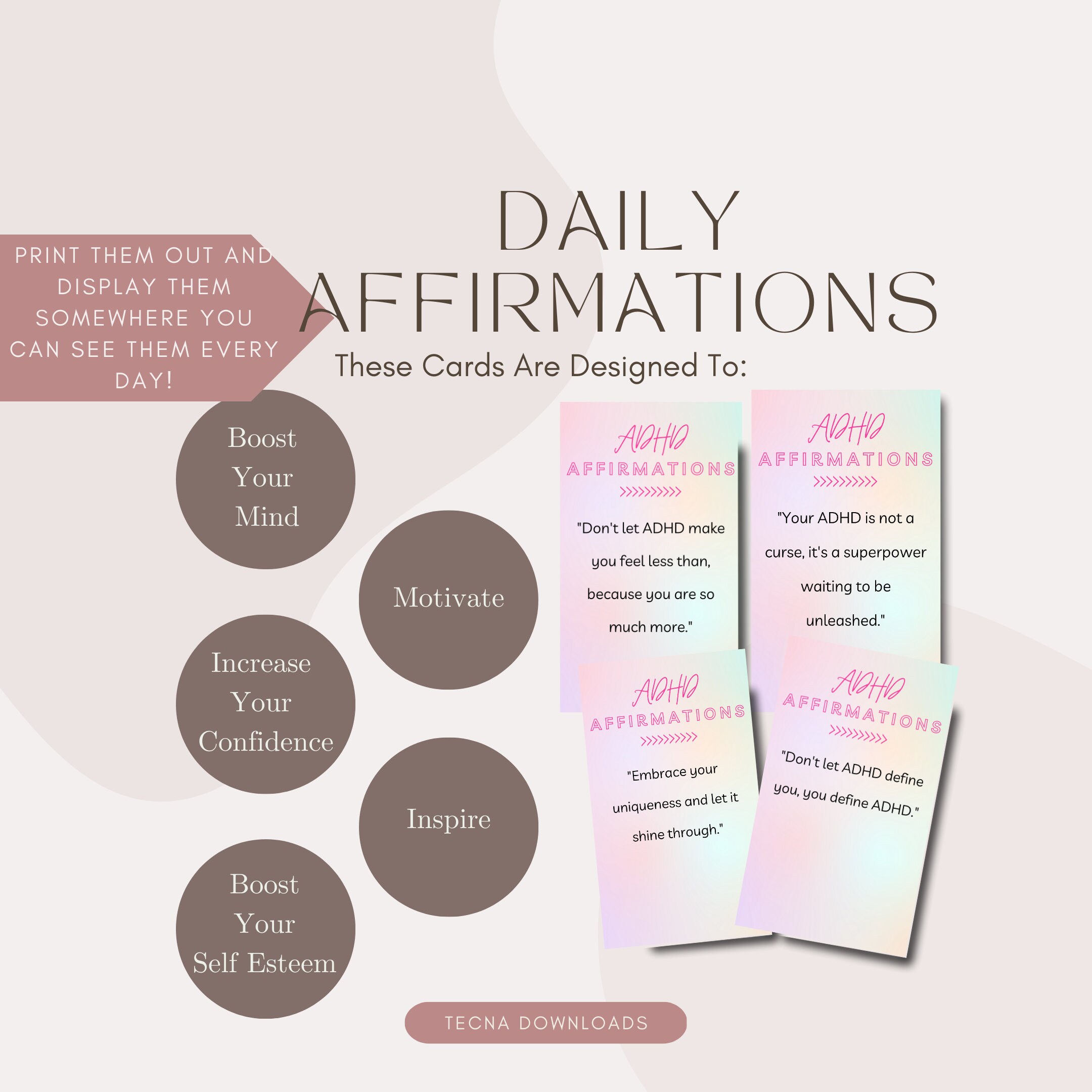 ADHD Affirmation Cards Positive Quote Flash Cards - Etsy