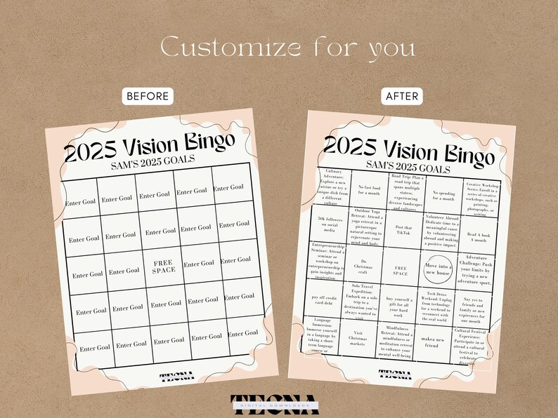 2025 Vision Board Bingo Card: Printable Canva Template (PDF) - Etsy