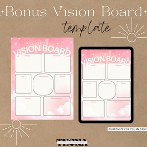 Vision Board Bingo Card: Pink Clouds Printable (canva Template) - Etsy