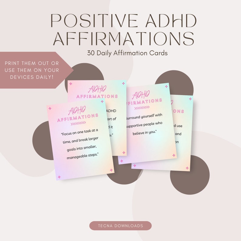 ADHD Affirmation Cards, Positive Quote Flash Cards, Affirmations Cards ...