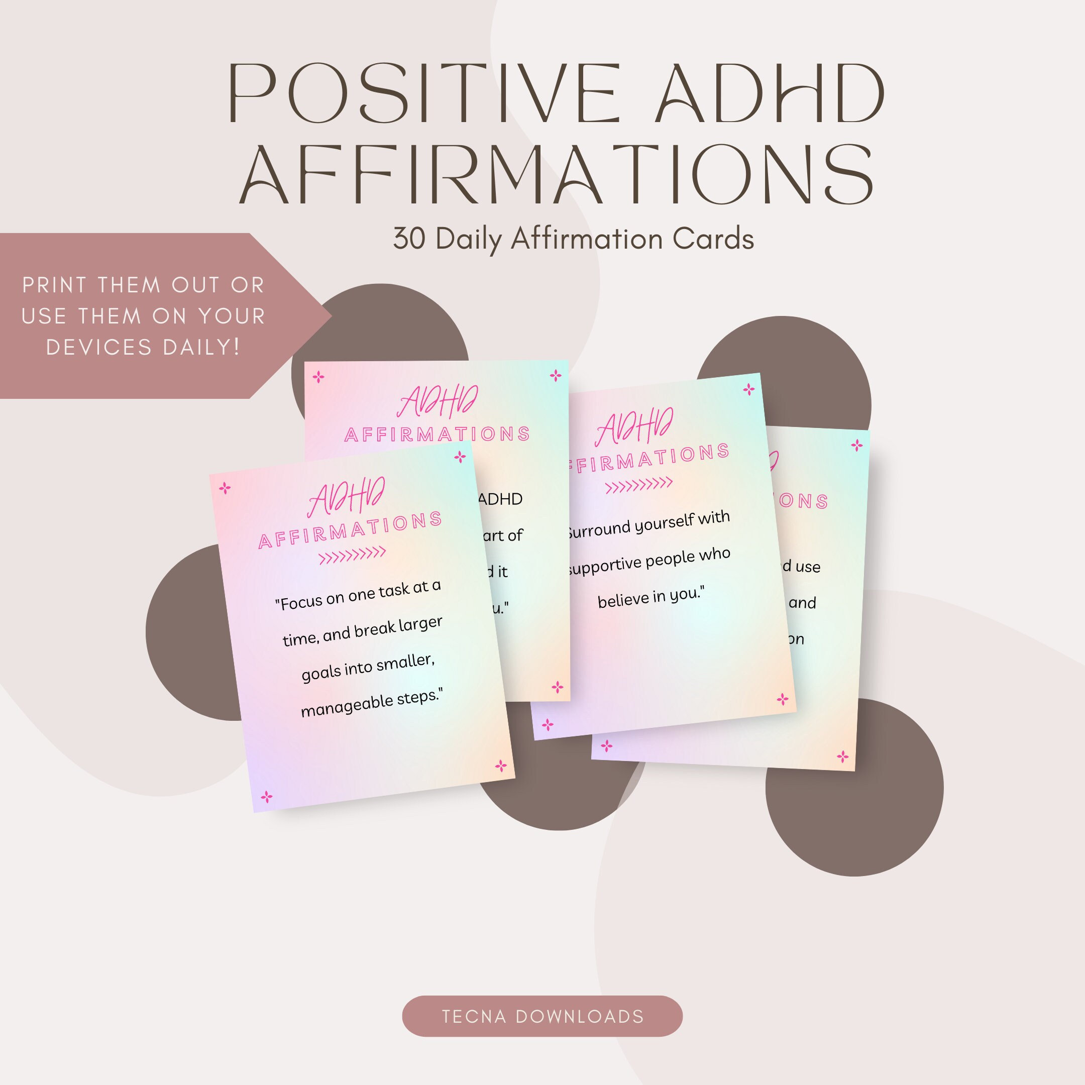 ADHD Affirmation Cards, Positive Quote Flash Cards, Affirmations Cards ...