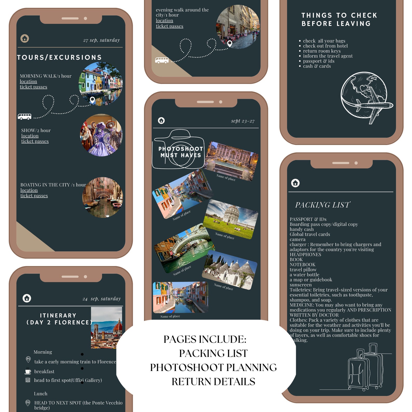 Digital Travel Itinerary Template: Vacation Planner Canva (editable) - Etsy