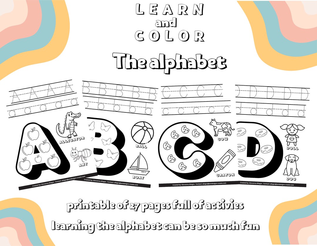 Color and Learn the Alphabet Tracing and Coloring, Toddler Coloring ...
