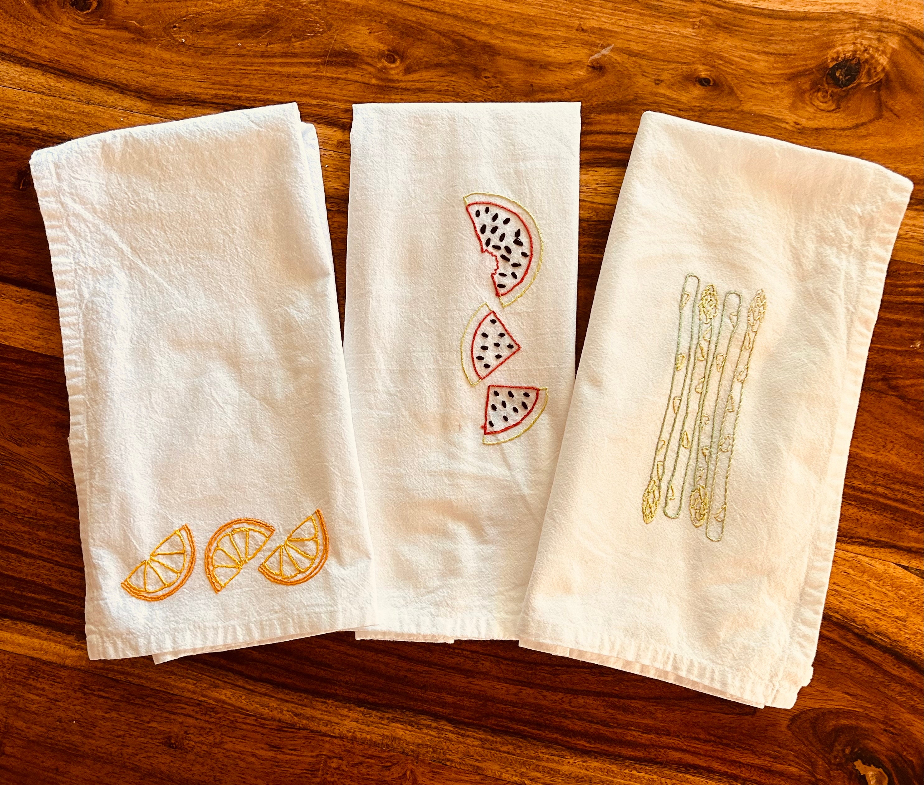 Hand Embroidered Tea Towels - Etsy
