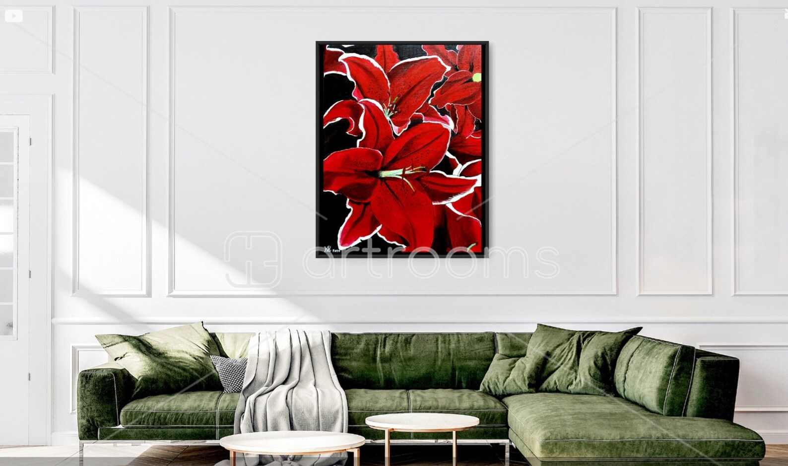 Red Lily Flower Painting Original With Gold Foil - Etsy