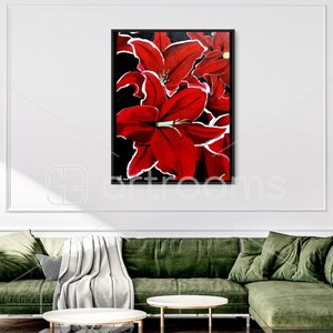 Red Lily Flower Painting Original With Gold Foil - Etsy