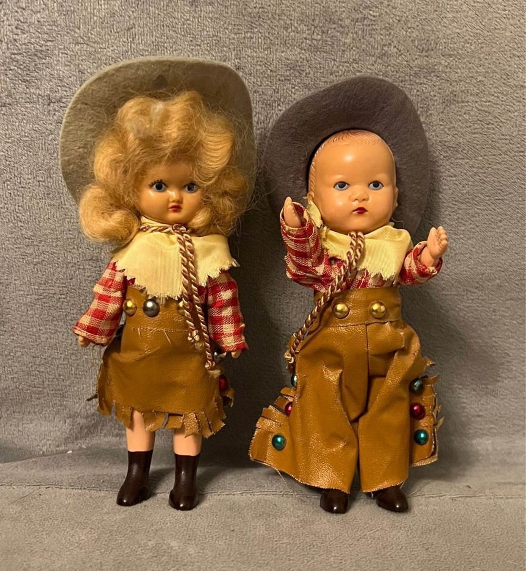 Vintage Cowboy and Cowgirl Dolls Set of 2 - Etsy
