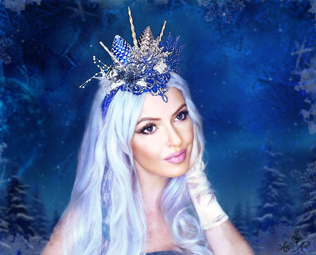 Ice Queen Headdress: Blue Silver Winter Halo, Christmas Headpiece - Etsy