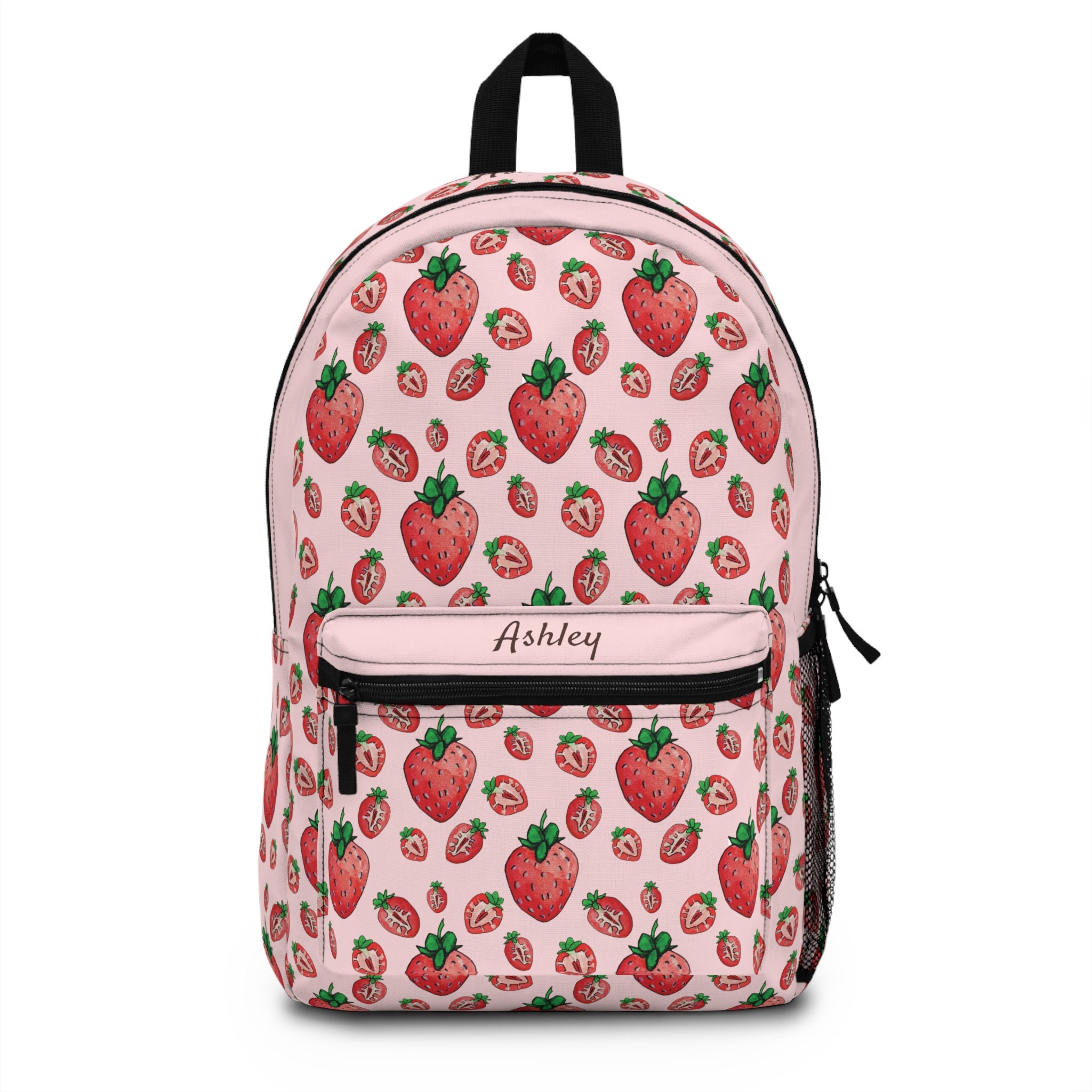 Strawberry Backpack - Personalized Cottegecore Pink Book Bag, Kawaii ...