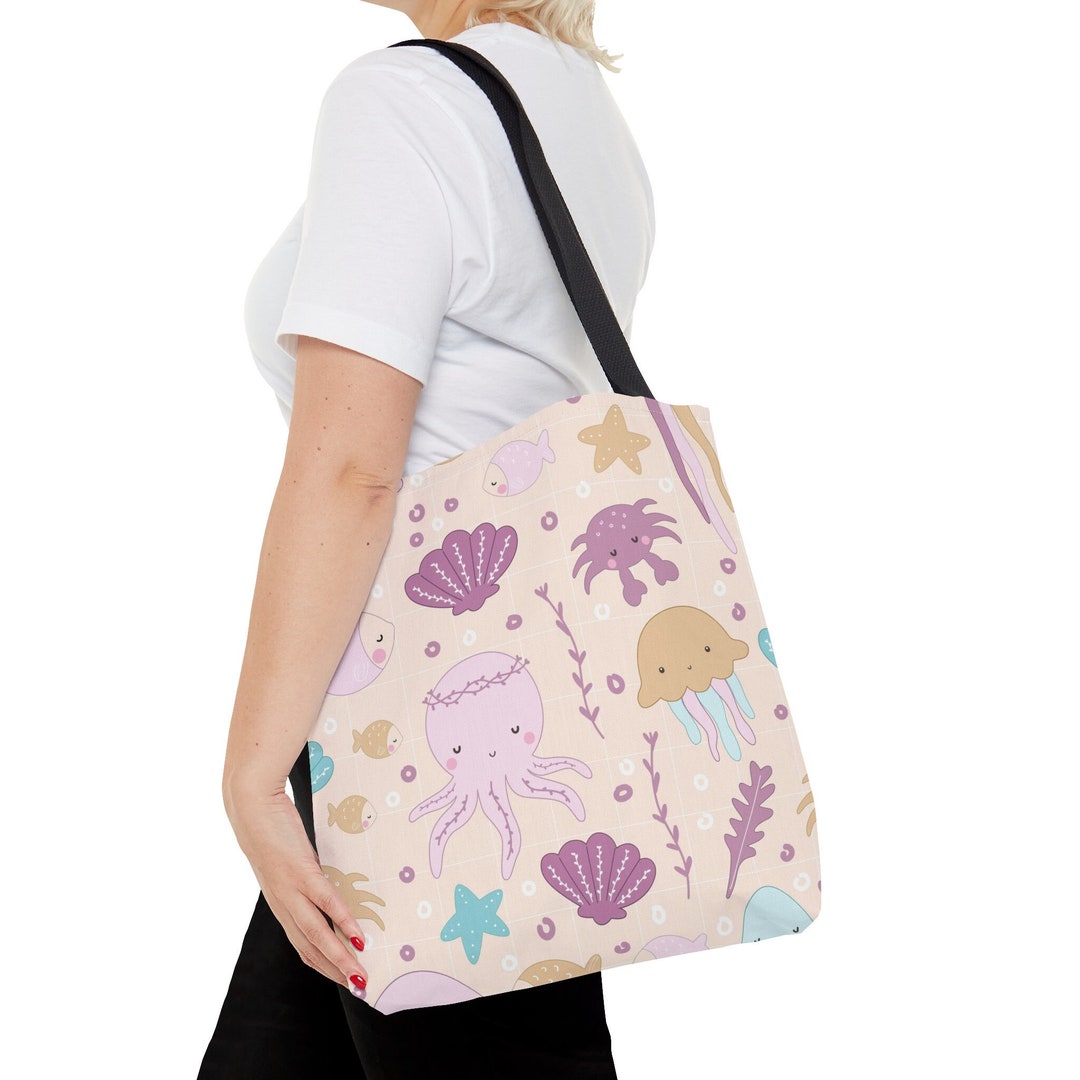 Jellyfish & Sea Creatures Tote Bag - Personalized Mermaidcore Bag for ...