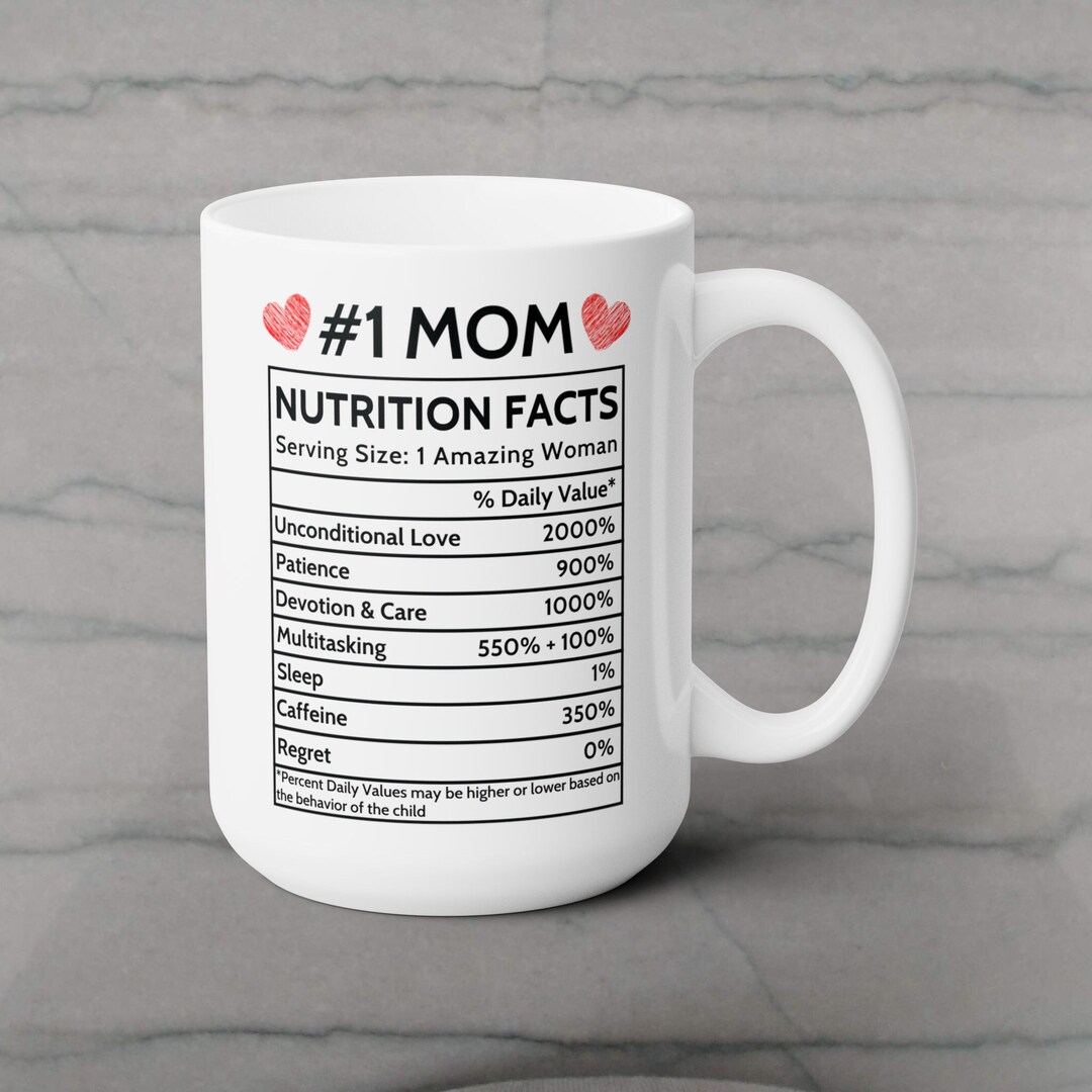 Mothers Day Mug - Mom Nutritional Facts Ceramic Cup, Funny Humorous ...