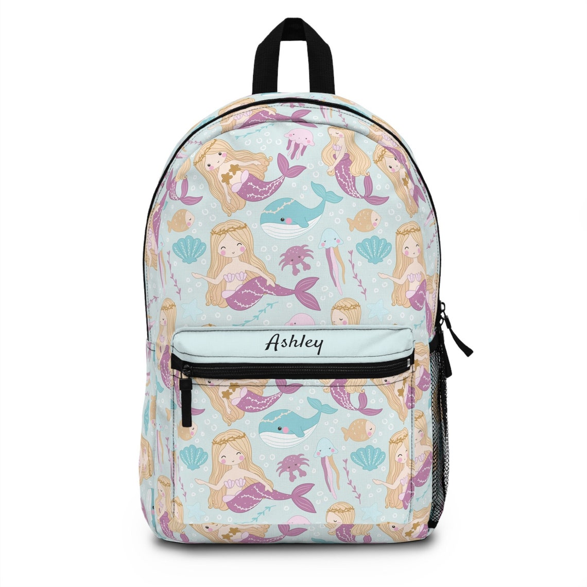 Mermaids Backpack - Personalized Mermaidcore Blue Book Bag, Kawaii ...