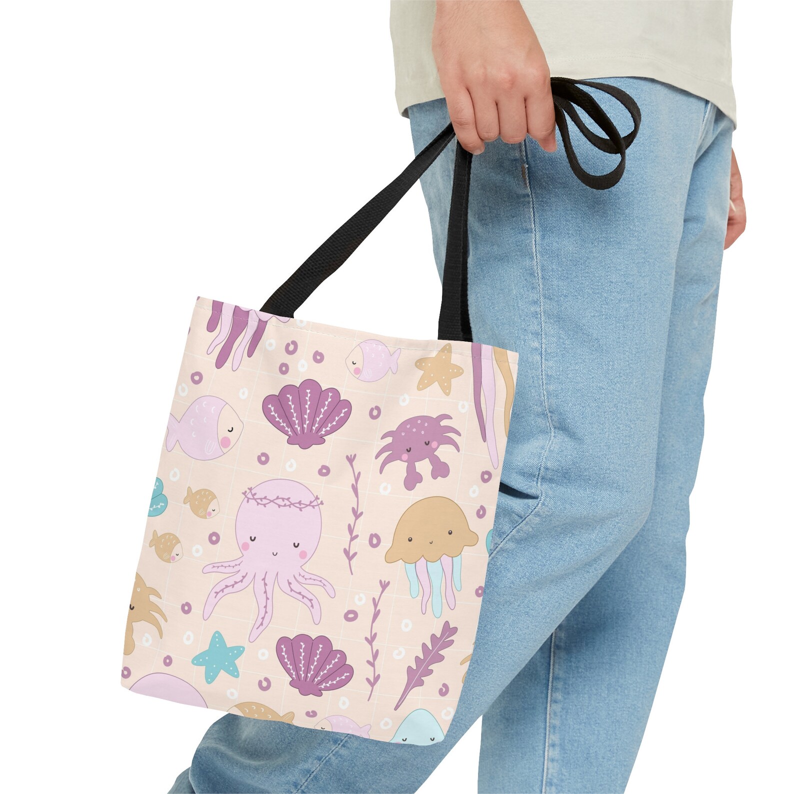Jellyfish & Sea Creatures Tote Bag - Personalized Mermaidcore Bag for ...