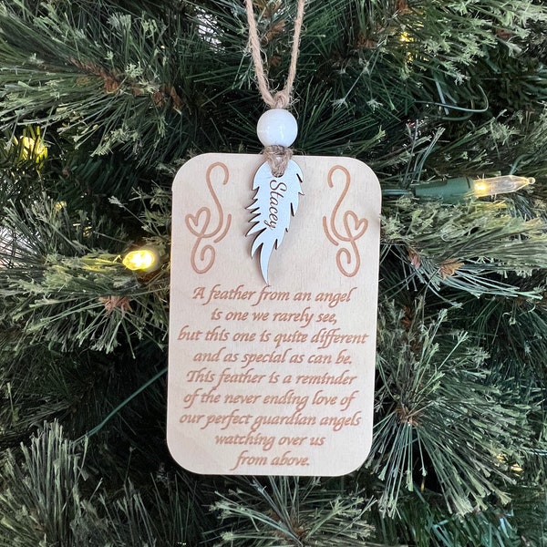 Personalized Memorial Feather Ornament - Etsy
