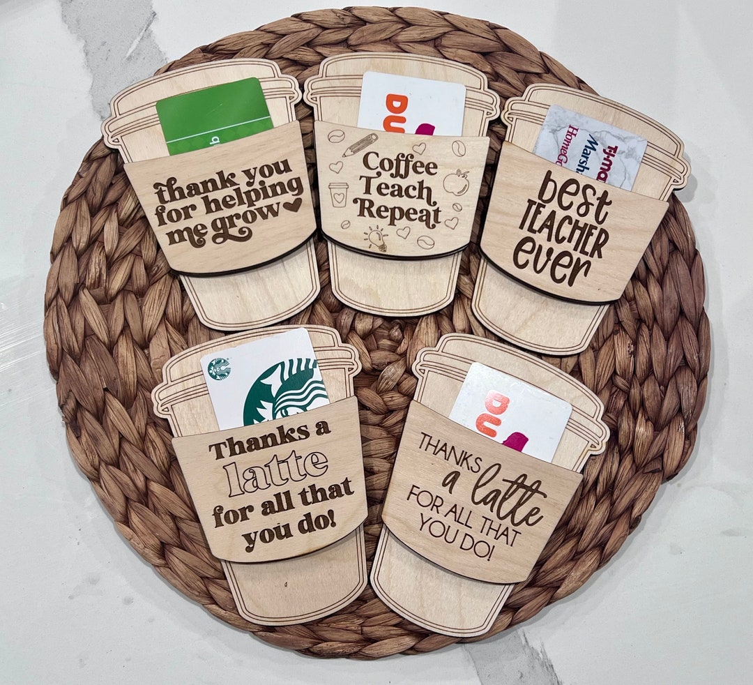 Teacher Gifts / Personalized Gift Card/coffee Gift Card Holder / Wooden ...