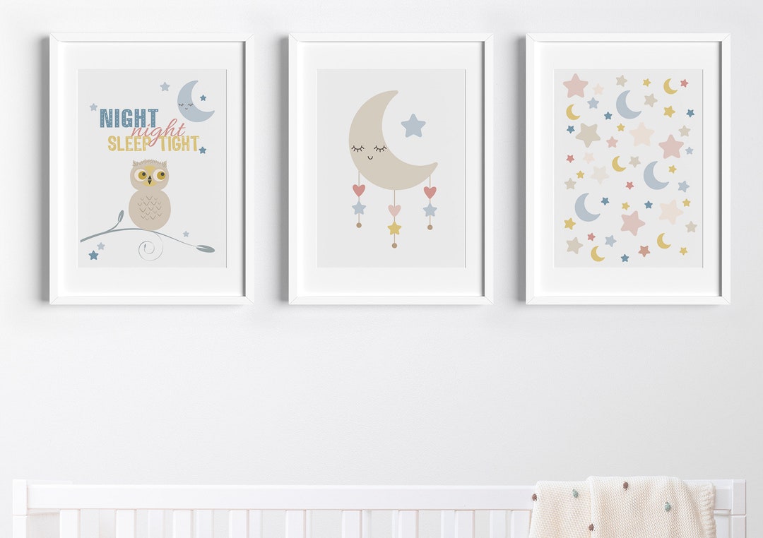 Owl Stars & Moon Posters Nursery Printable Wall Art/decor - Etsy