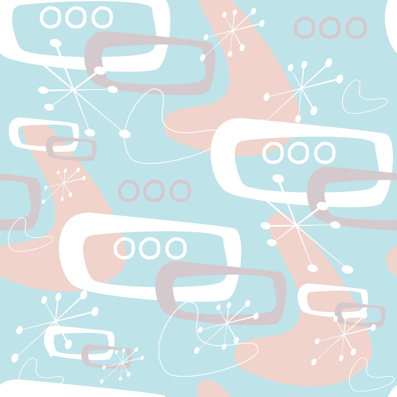 10 X 1950s Retro, Vintage Seamless Boho Backgrounds, Digital Scrapbook ...