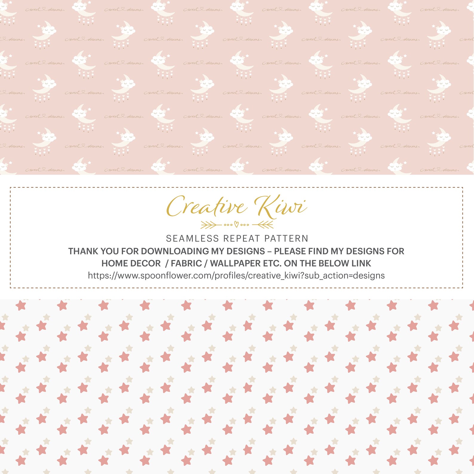 10 X Moon, Stars, Hearts, Clouds – Seamless Boho Backgrounds, Digital ...