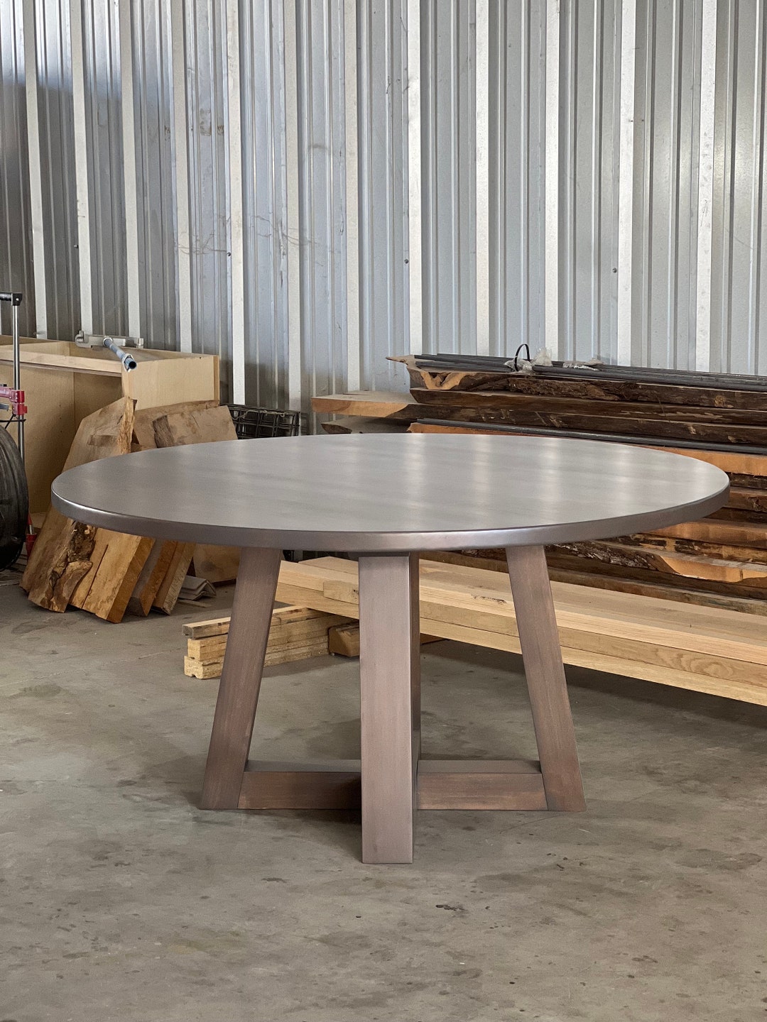 Trapezoid Round Pedestal Dining Table // 60 // Large Round Dining Table ...