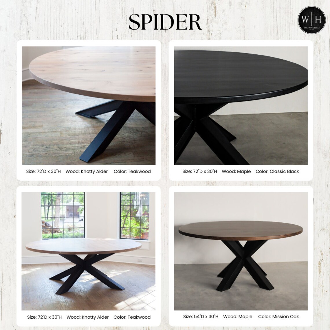 The Spider the Woodhills Knotty Alder Modern Round Dining Table - Etsy