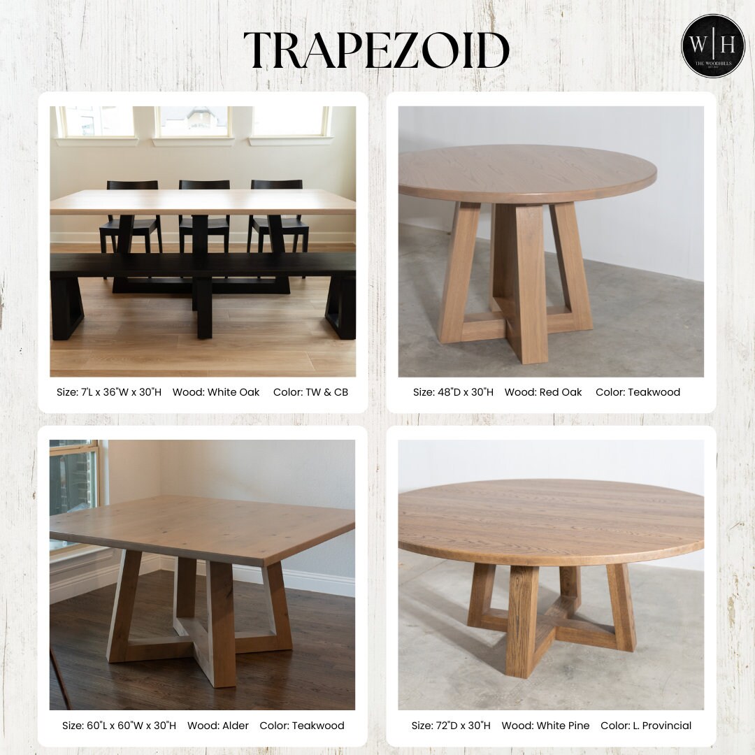 Trapezoid Round Dining Table // Large Dining Table // Coastal // Modern ...