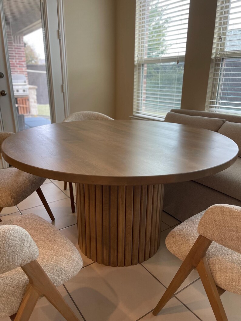 Handcrafted Round Wood Dining Table – Made Just for You – Fluted Round ...