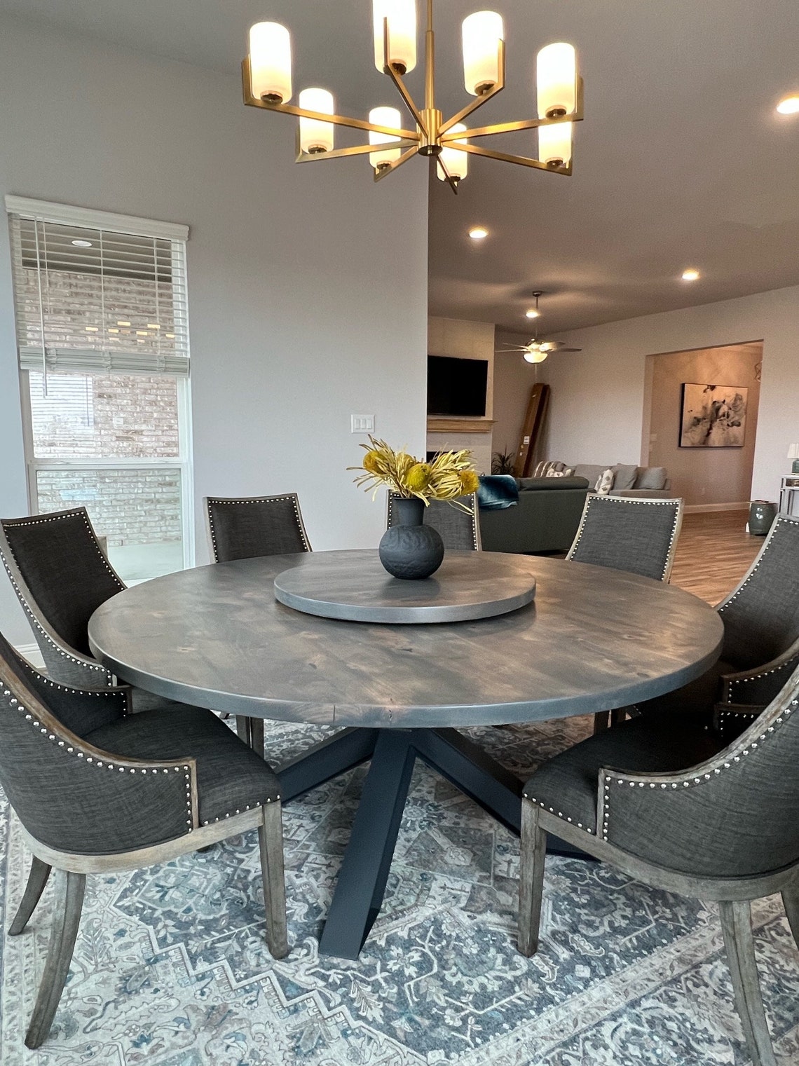 The Spider the Woodhills Knotty Alder Modern Round Dining Table - Etsy