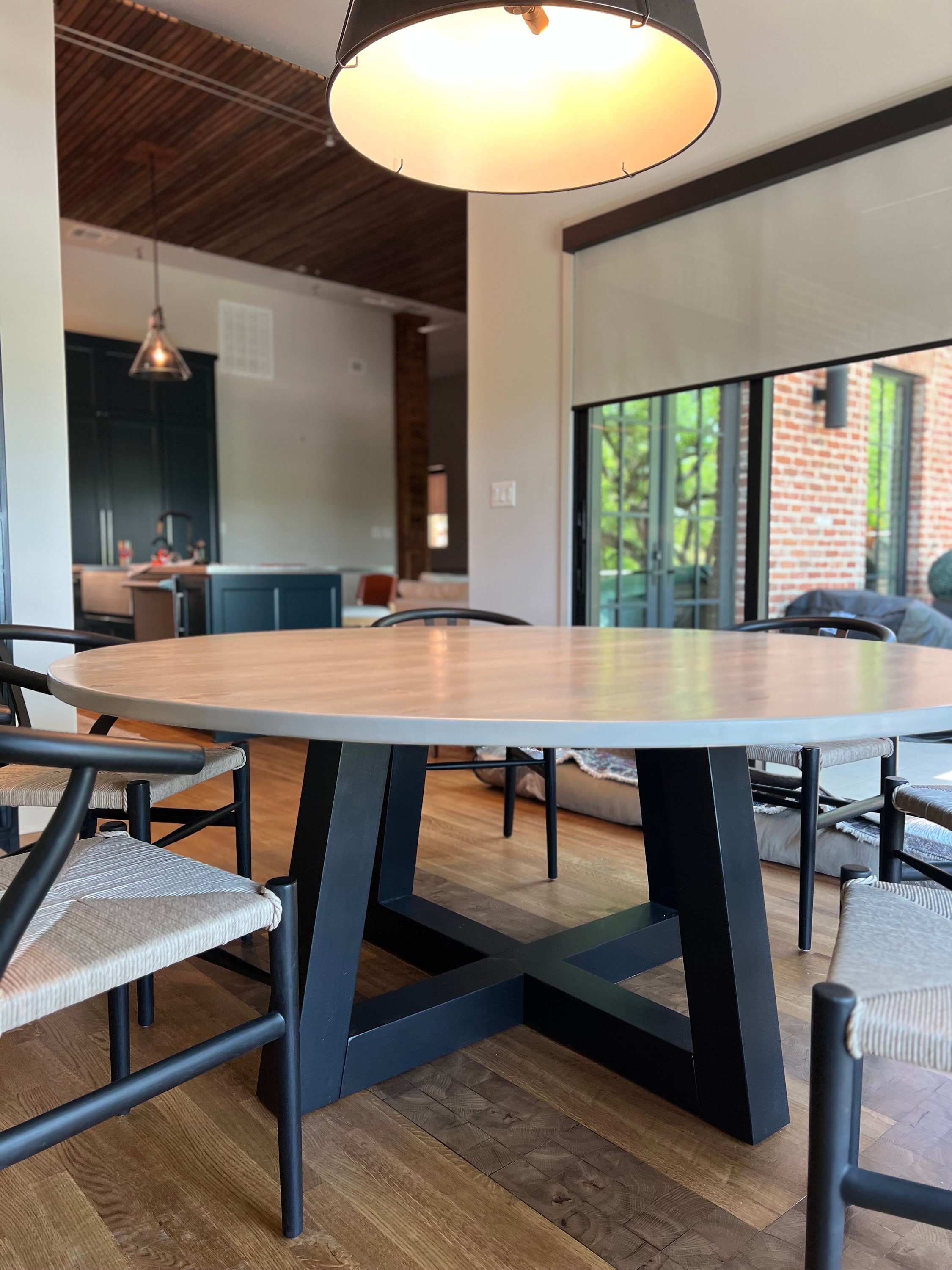 The Trapezoid the Woodhills Trapezoid Round Dining Table - Etsy