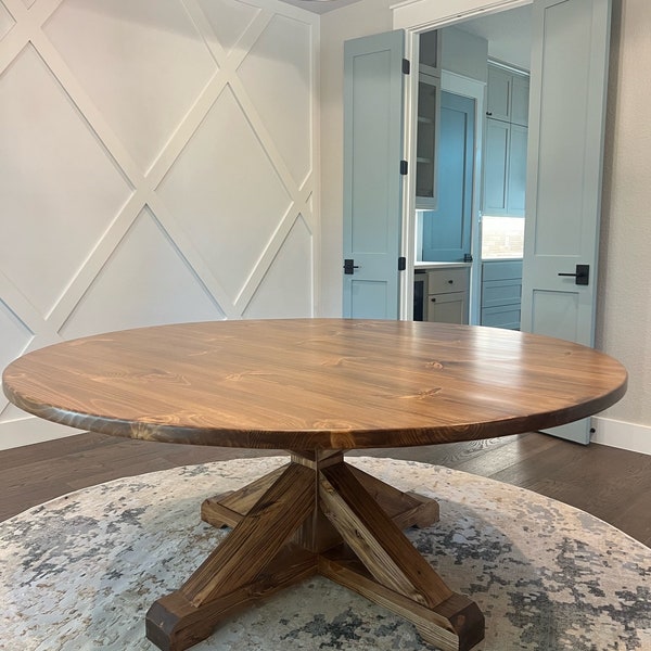 Farmhouse Round Dining Table - Etsy