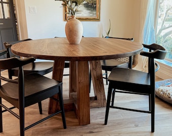 Trapezoid Round Pedestal Dining Table // 72 // Large Round Dining Table ...