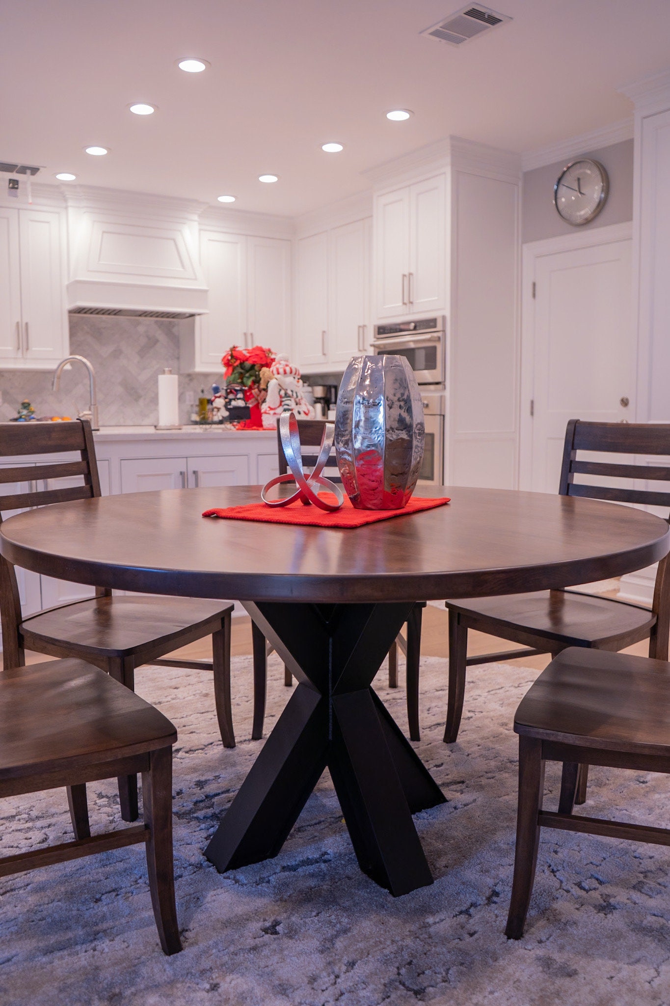 Maple Modern Round Dining Table Hardwood Table, Steel Frame ...