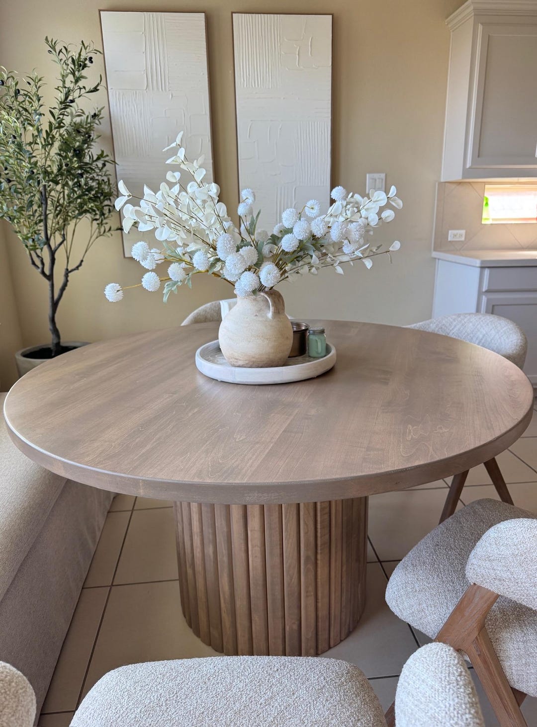 Handcrafted Round Wood Dining Table – Made Just for You – Fluted Round ...