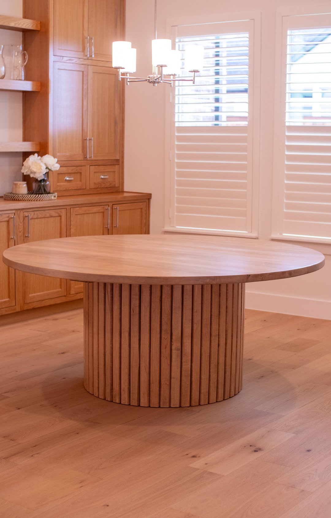 Maple Fluted Cylinder Round Dining Table, Tapered Cylinder, Handmade ...