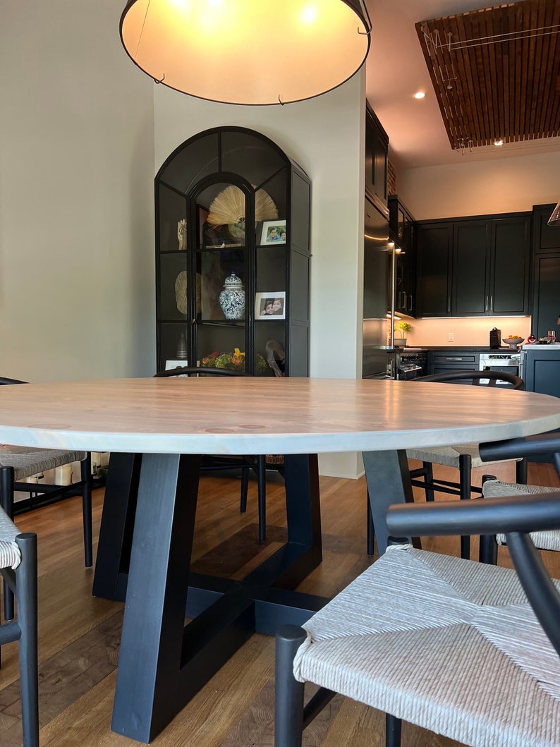 The Trapezoid the Woodhills Trapezoid Round Dining Table - Etsy