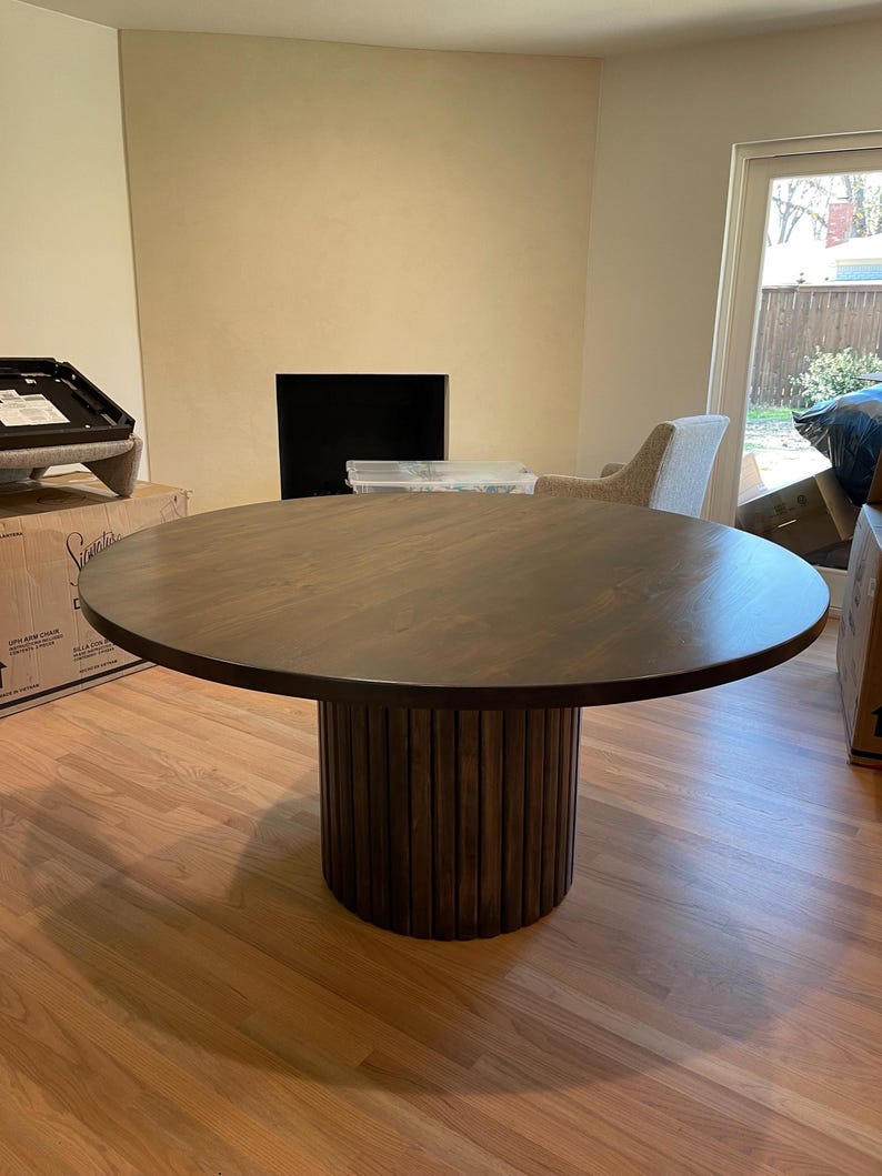 Handcrafted Round Wood Dining Table – Made Just for You – Fluted Round Dining Table - Etsy