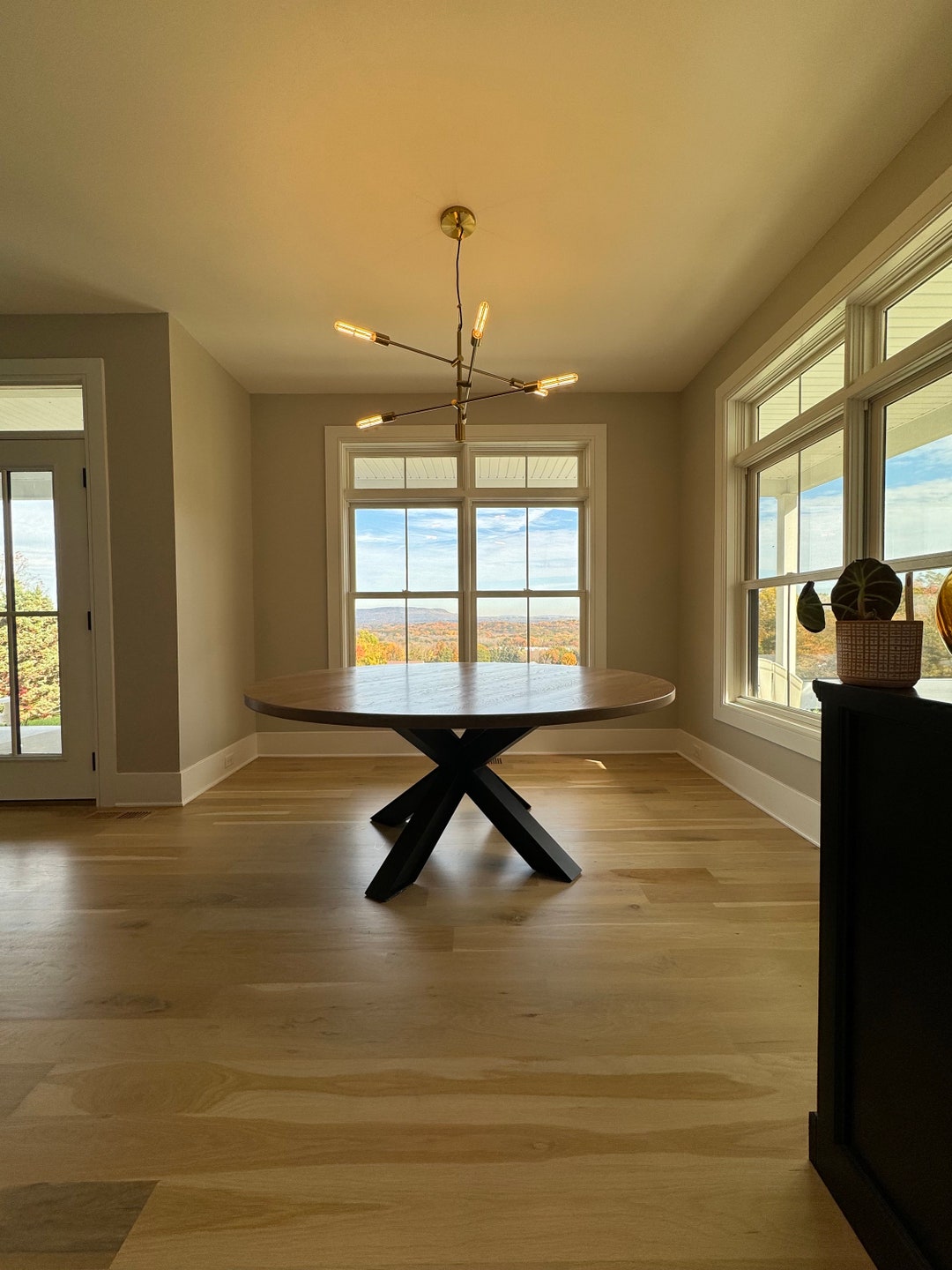 WH White Oak Modern Round Dining Table White Oak, Hardwood Table, Steel ...