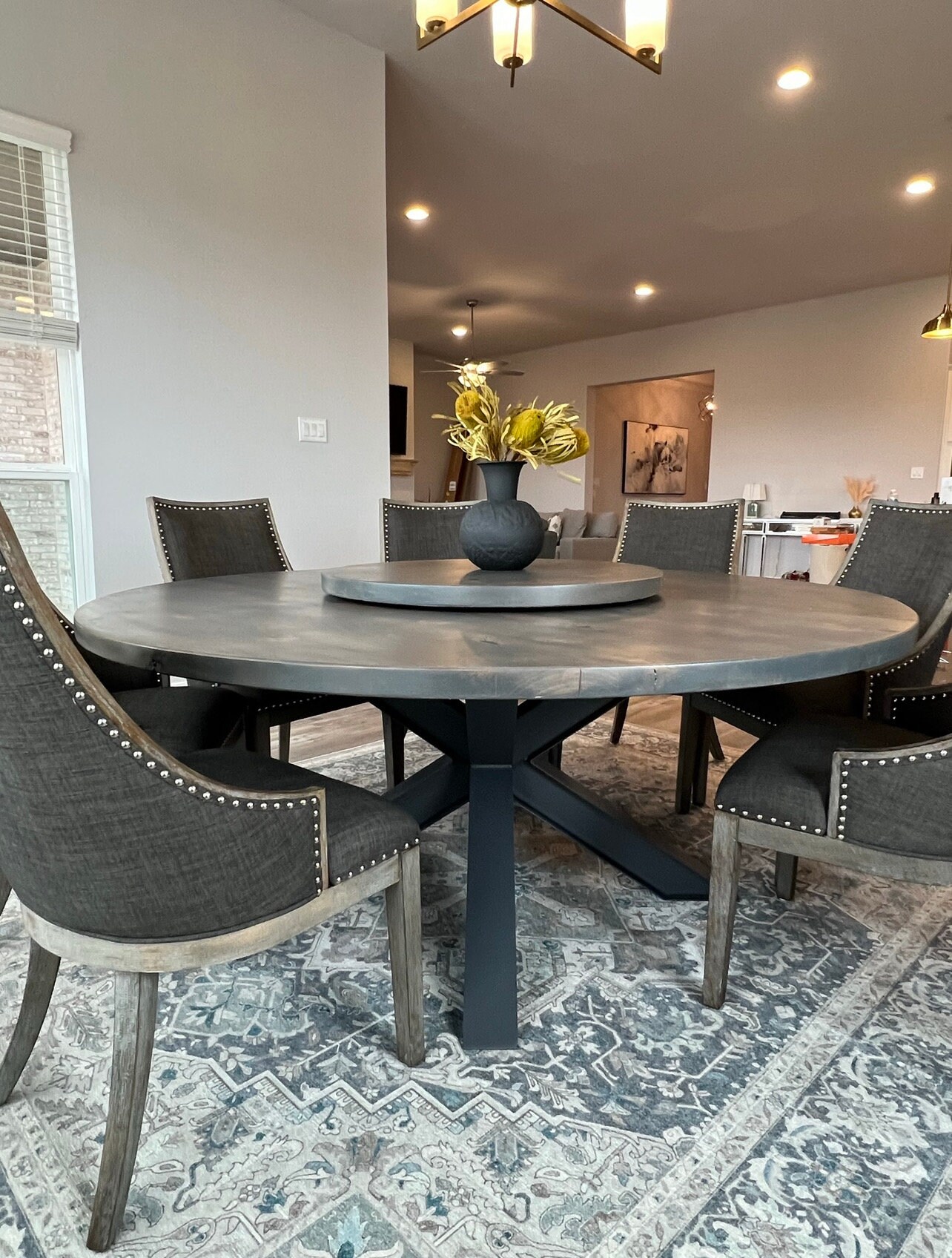 The Spider the Woodhills Knotty Alder Modern Round Dining Table - Etsy