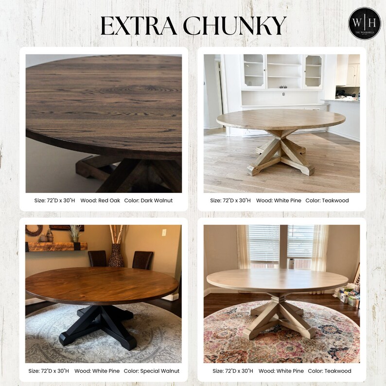 The Extra Chunky the Woodhills Extra Chunky Round Dining Table - Etsy