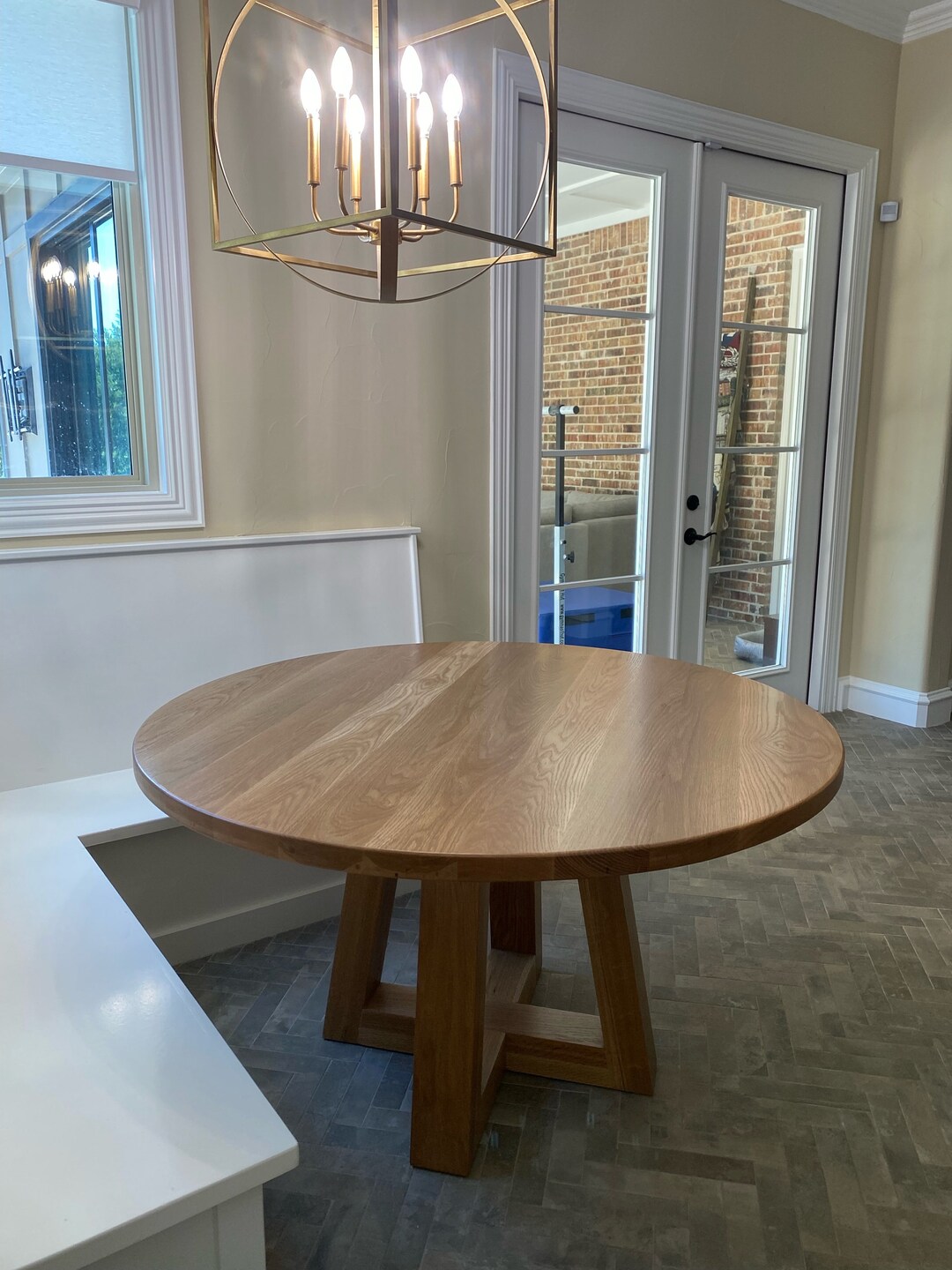 The Trapezoid the Woodhills White Oak Trapezoid Round Dining Table - Etsy