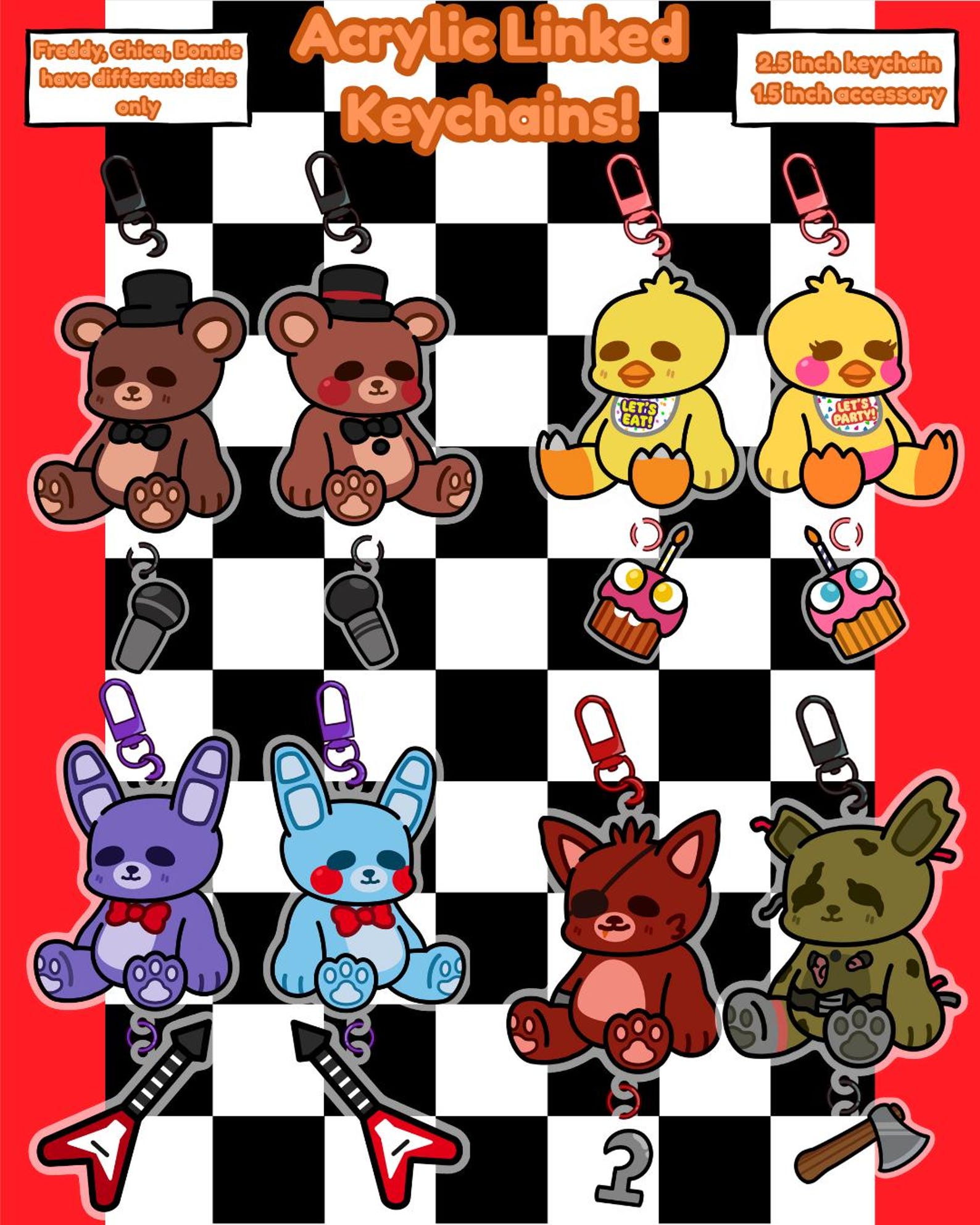 Five Nights at Freddy’s 1 & 2 FNAF Keychains With Small Charm - Etsy