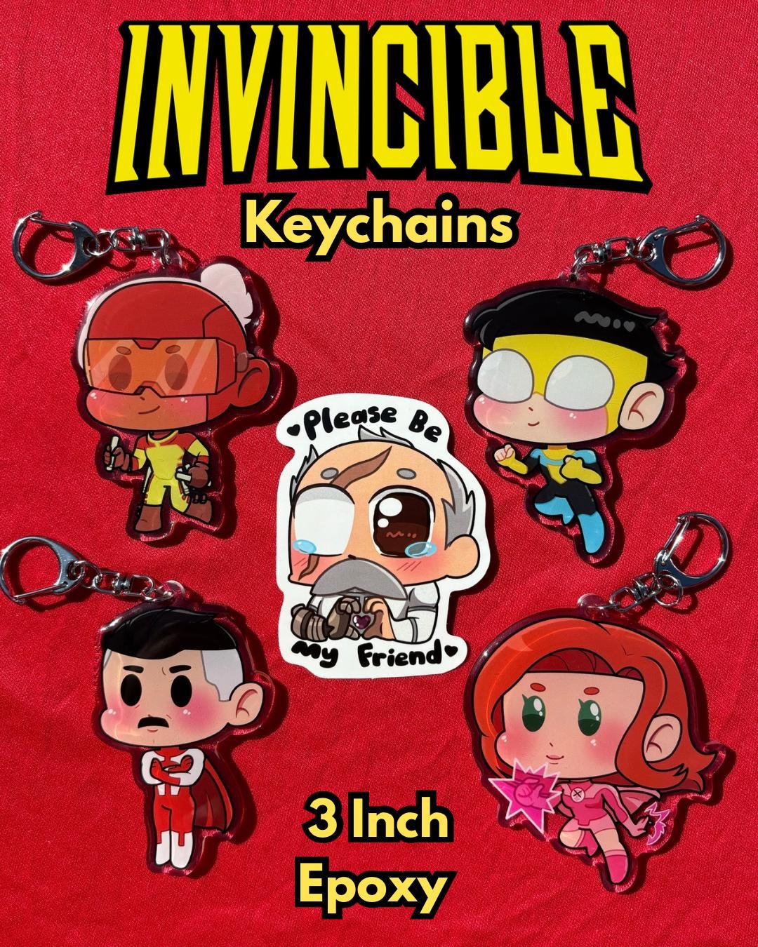 Invincible Epoxy Acrylic Chibi Keychains TV Comic Show - Etsy