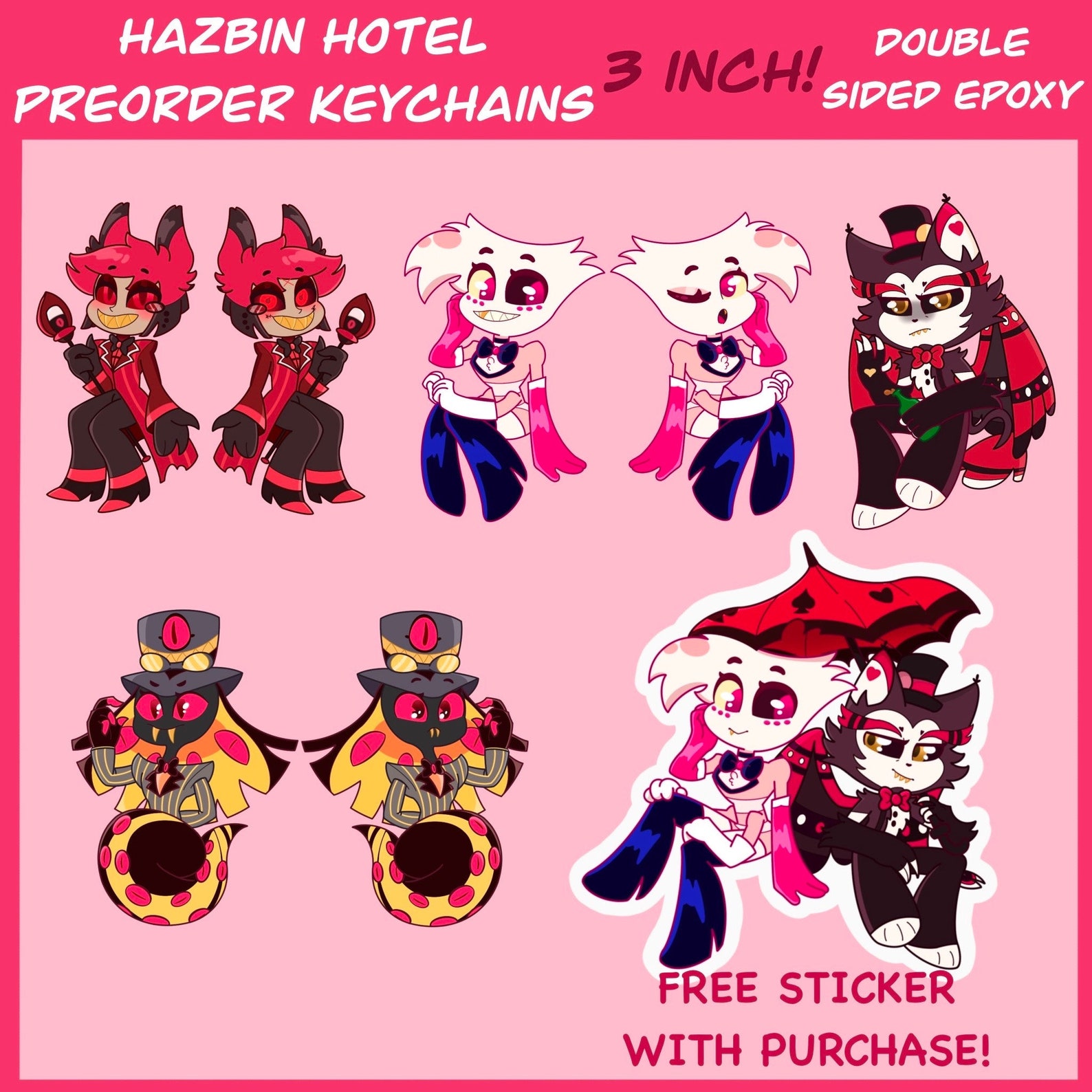 Pre Order Hazbin Hotel Keychains Double Sided Different Designs - Etsy