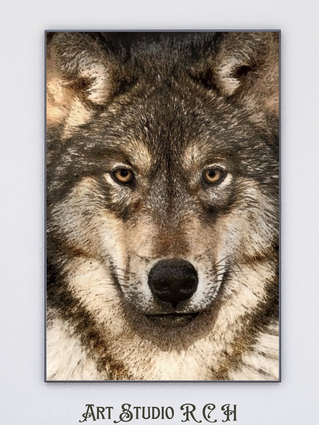 Grey Wolf Print, Wolf Art Print, Animal Portrait Printable Wall Art, Wildlife Prints Animal ...