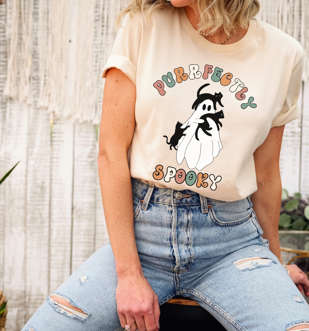 Purrfectly Spooky Shirt, Halloween Sweatshirt, Retro Halloween Shirt ...