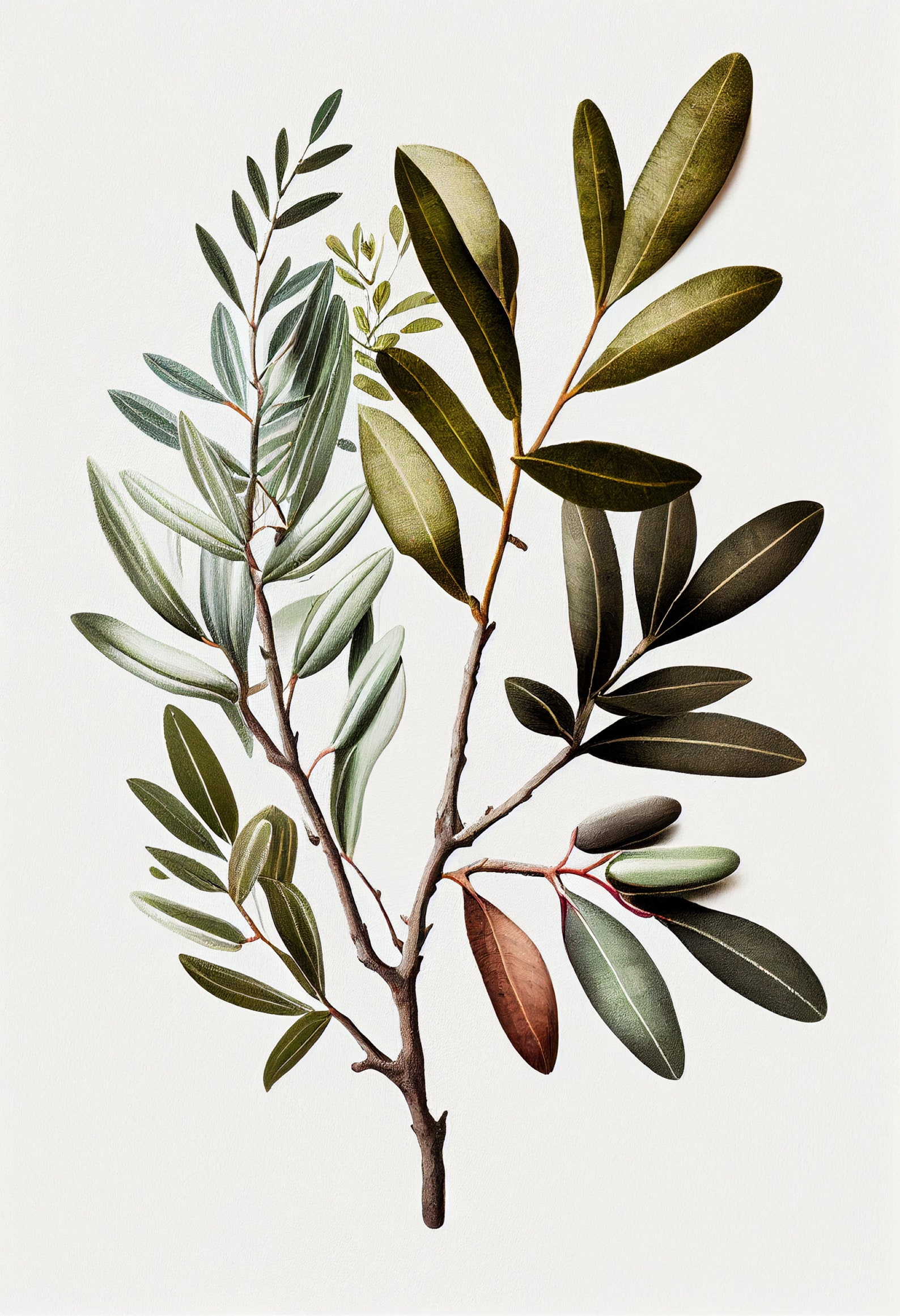 Printable Wall Art Set of 3, 3 Beautiful Olive Branch Prints, Green ...