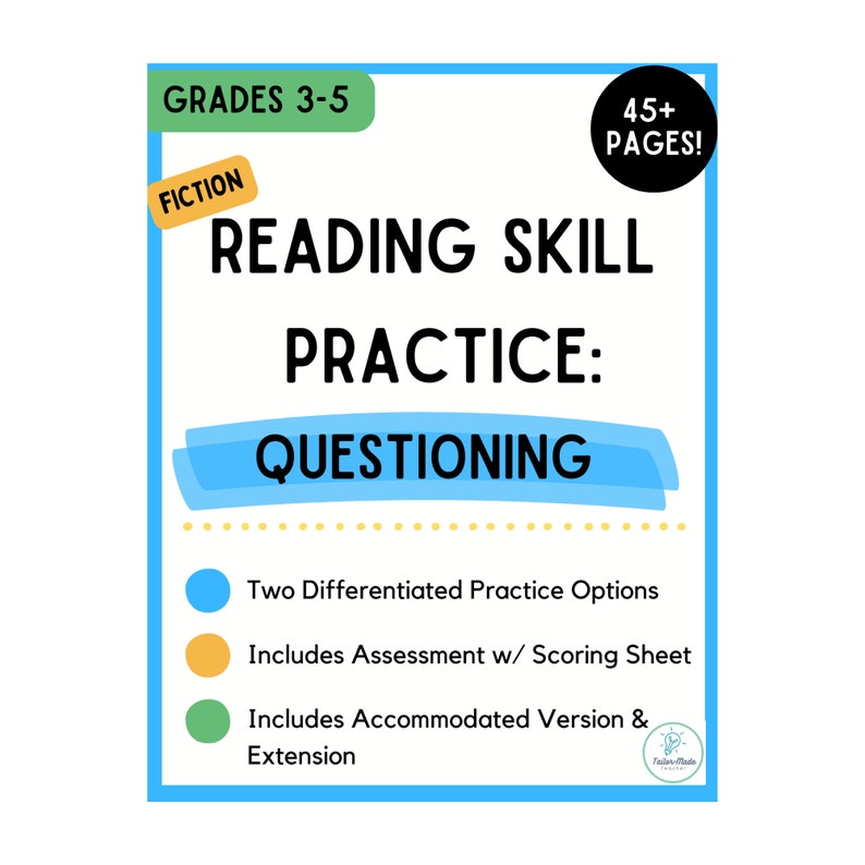 3-5 Reading Skills Practice: Questioning - Etsy