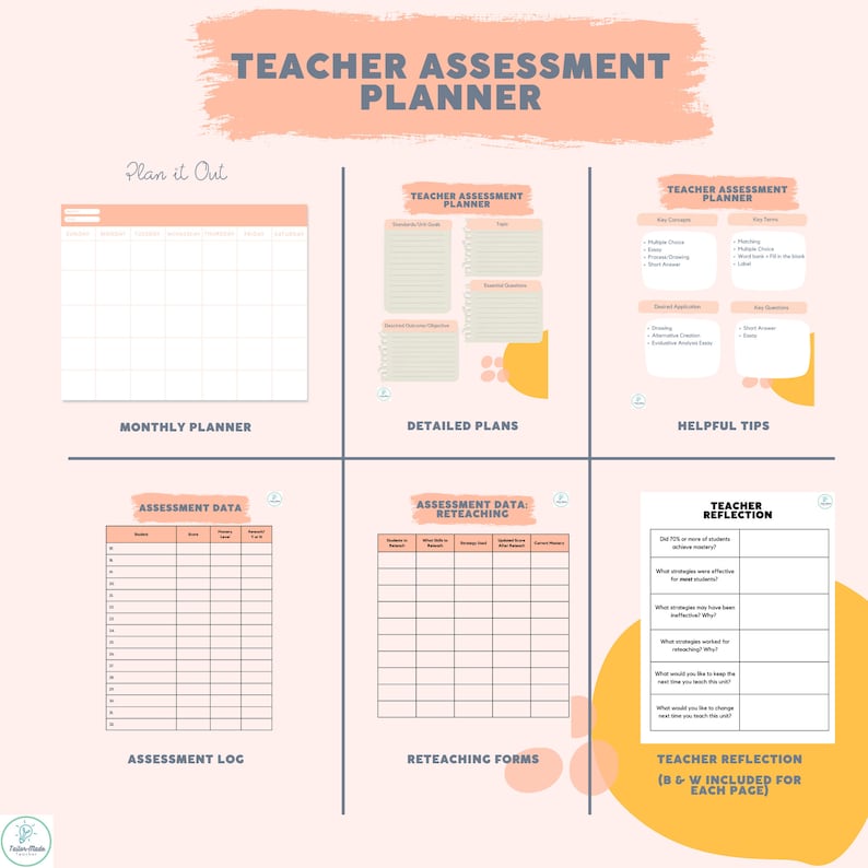 Teacher Assessment Planner - Etsy