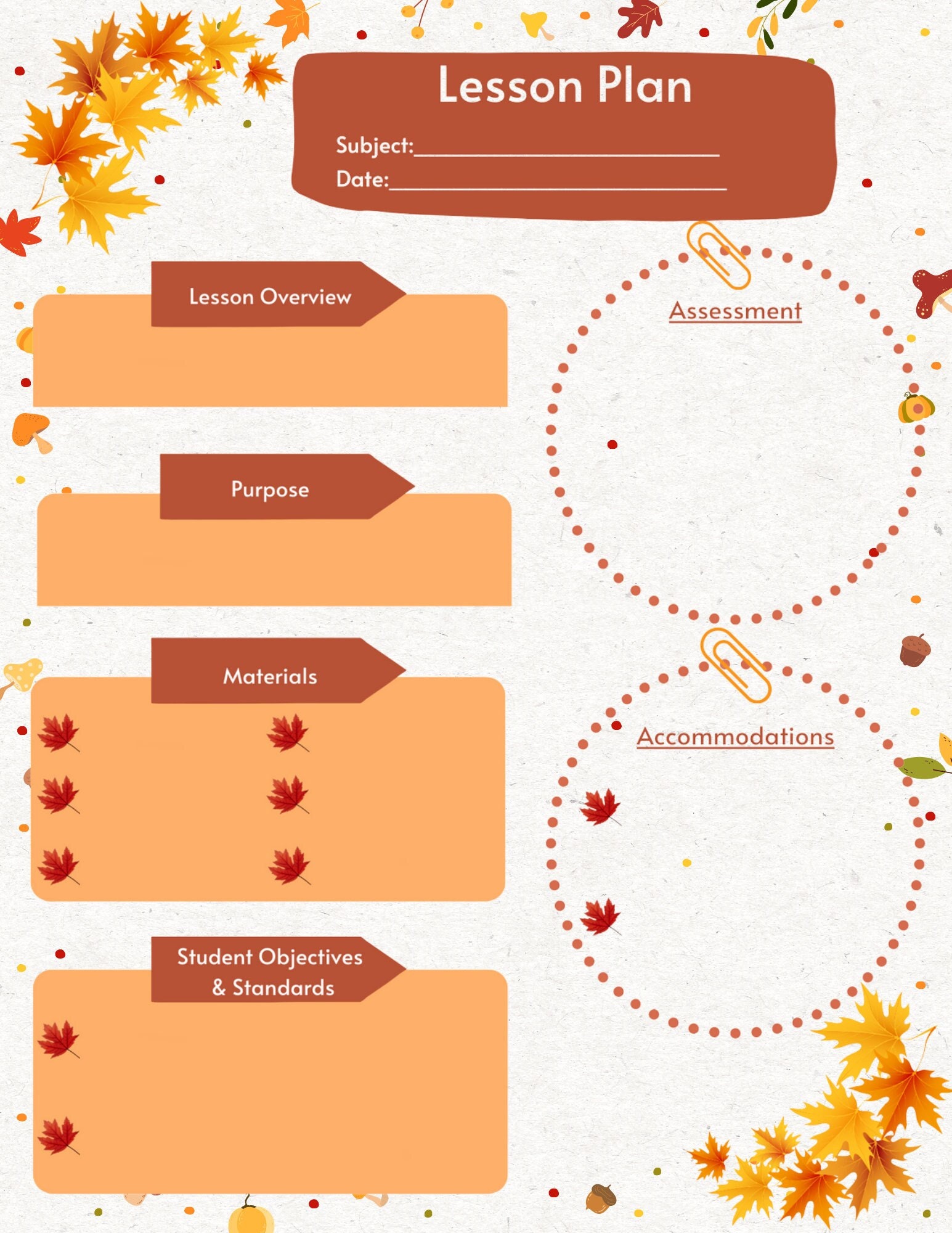 Fall Lesson Plan Template + Weekly Planner - Etsy